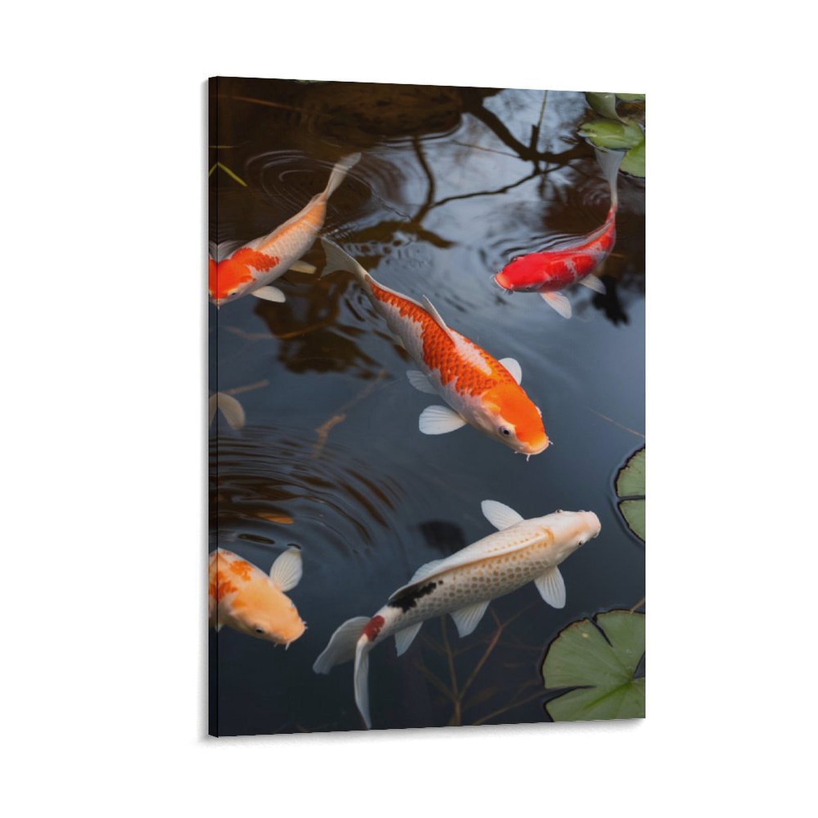 1pc Vibrant Koi Fish Scene 4 Pictures Print Wall Art With Inspirational ...