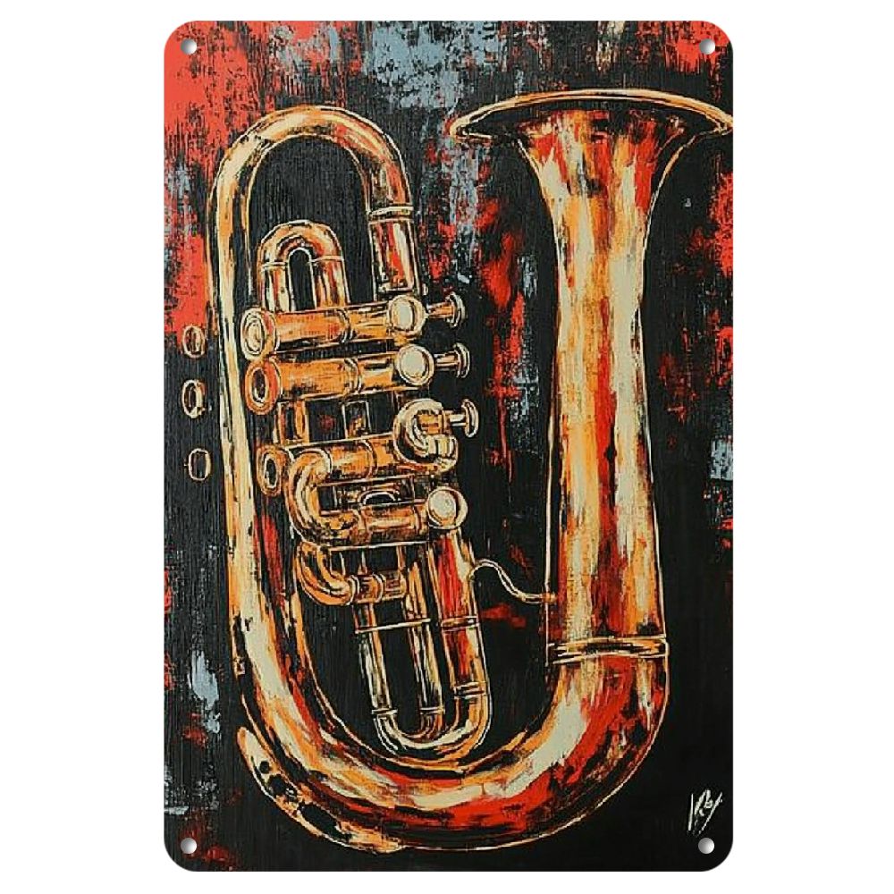 1pc Vibrant Trombone Art Iron Sign - 8x12" Vintage-Inspired Wall Decor ...