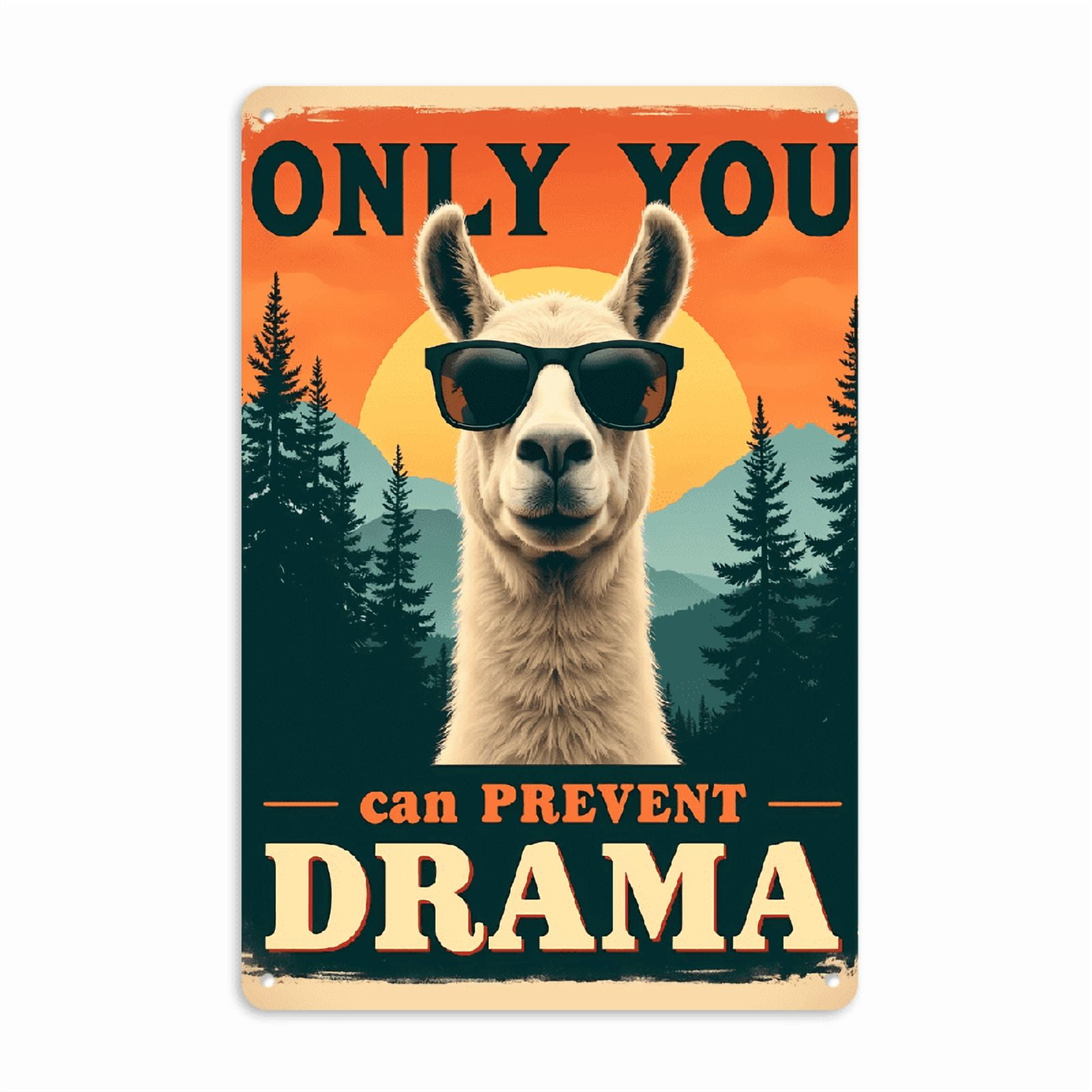 1pc Vintage Alpaca Llama Metal Tin Sign Wall Art - Retro Plaque with ...