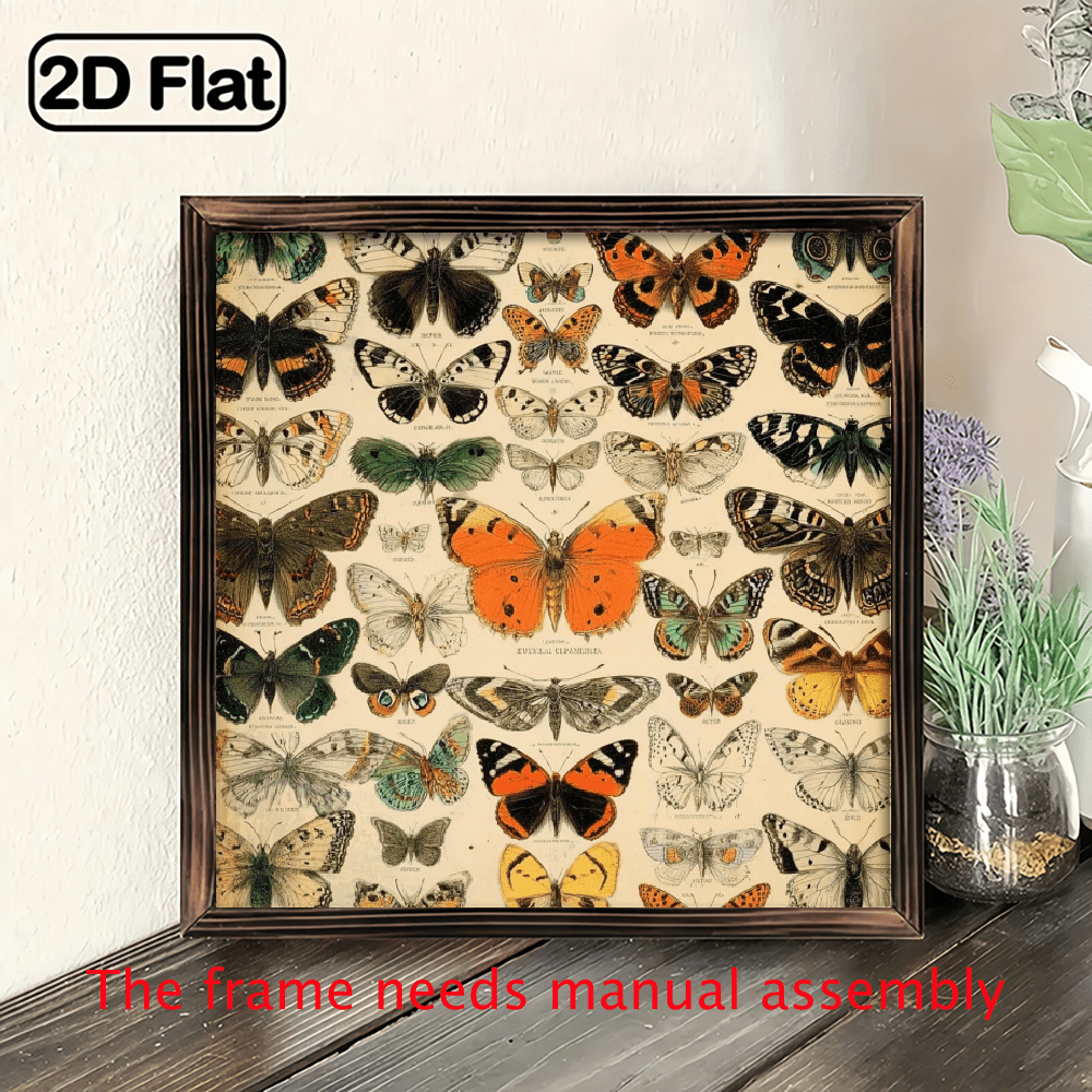 1pc Vintage Botanical Butterfly Wall Art, 8x8 Inch Heart Shape Aluminum ...