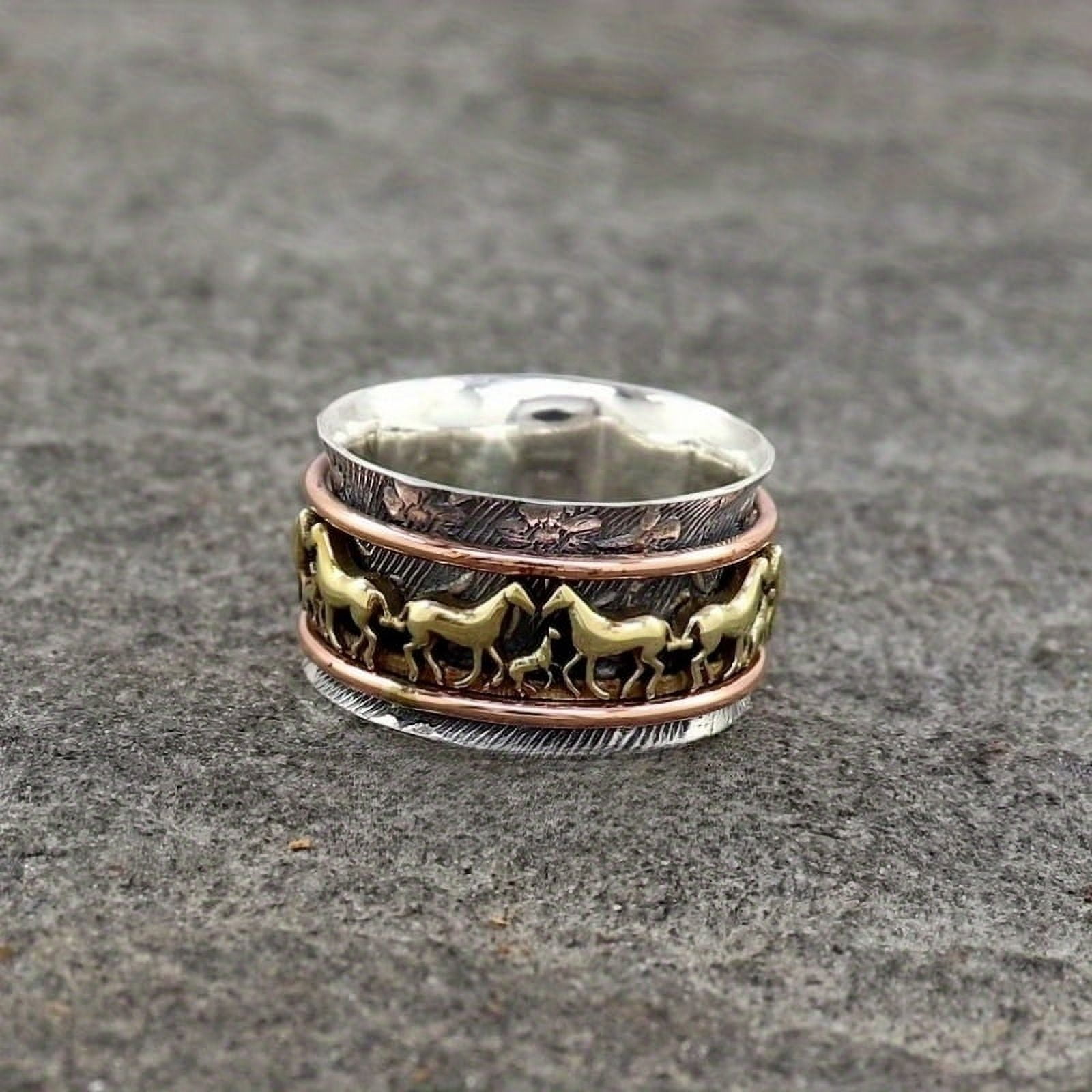 1pc Vintage-Inspired Rotatable Two-Tone Pony Ring for Men - Walmart.com