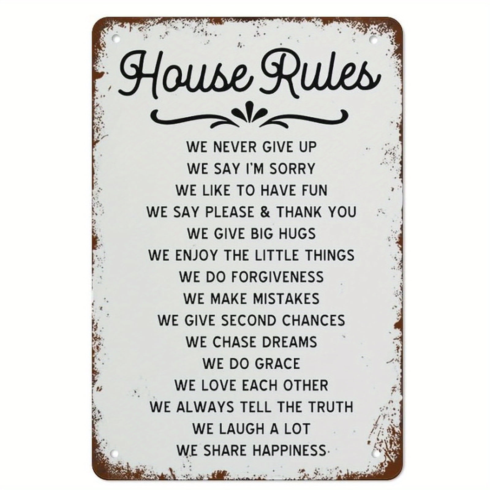 1pc Vintage Iron House Rules Wall Decor Sign - Antique Tinplate Plaque ...