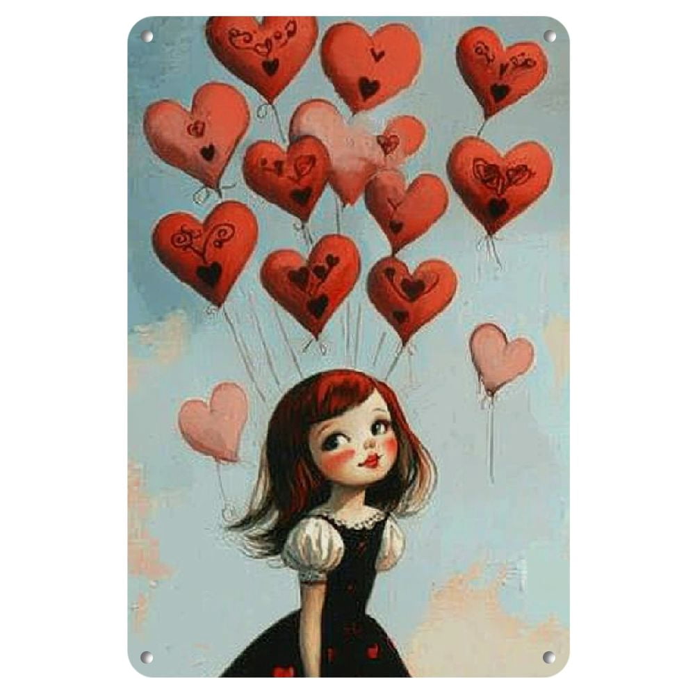 1pc Vintage Iron Metal Sign 8"x12" - Heart Balloons Design, Wall ...