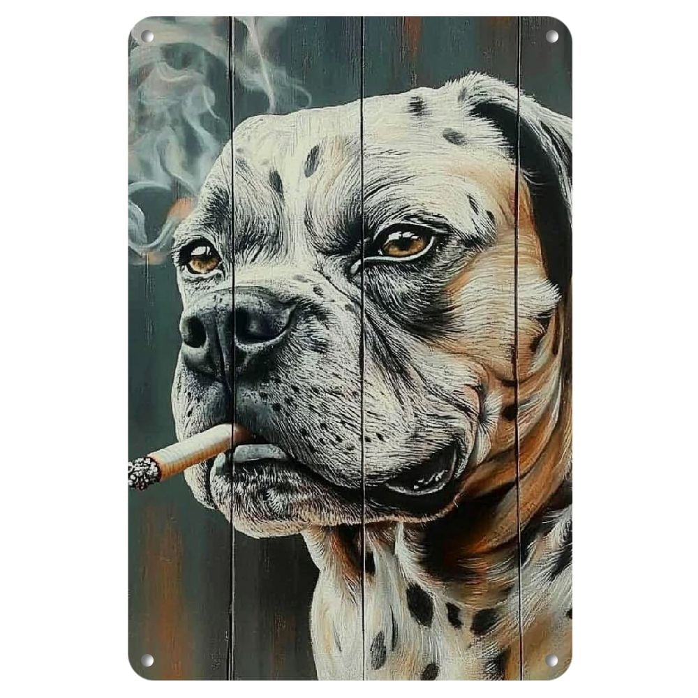 1pc Vintage Iron Peace Sign & Smoking Bulldog Wall Art - Rustic Metal ...