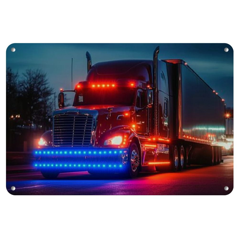 1pc Vintage LED Truck Design Metal Tin Sign, 8x12" Iron Wall Art with ...