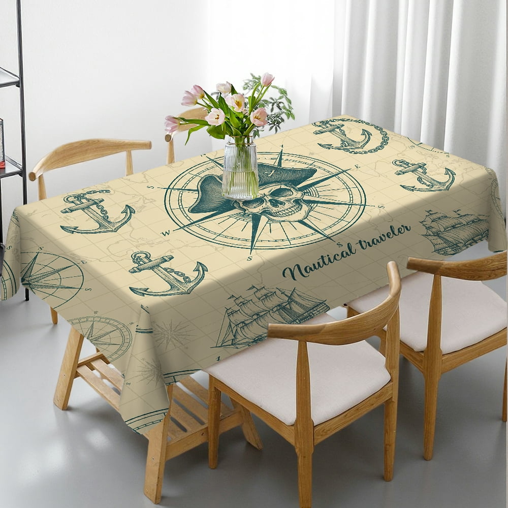 1pc Vintage Mapping Print Rectangular Tablecloth, Festive Table Setting ...