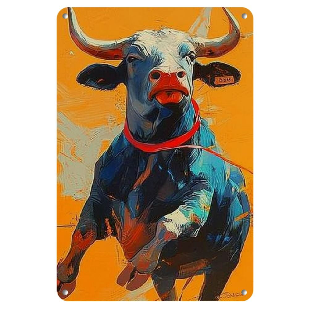 1pc Vintage Metal Iron Sign: 8x12 inches in the style of "galloping cow ...