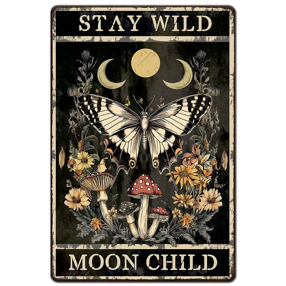 1pc Vintage Metal Tin Sign 8x12 inch Retro Iron Butterfly Flower Sign ...