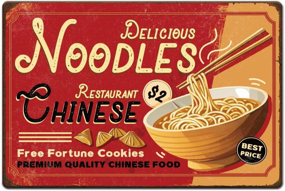 1pc Vintage Metal Tin Sign 8x12 inch Retro Iron Noodle Sign Chinese ...