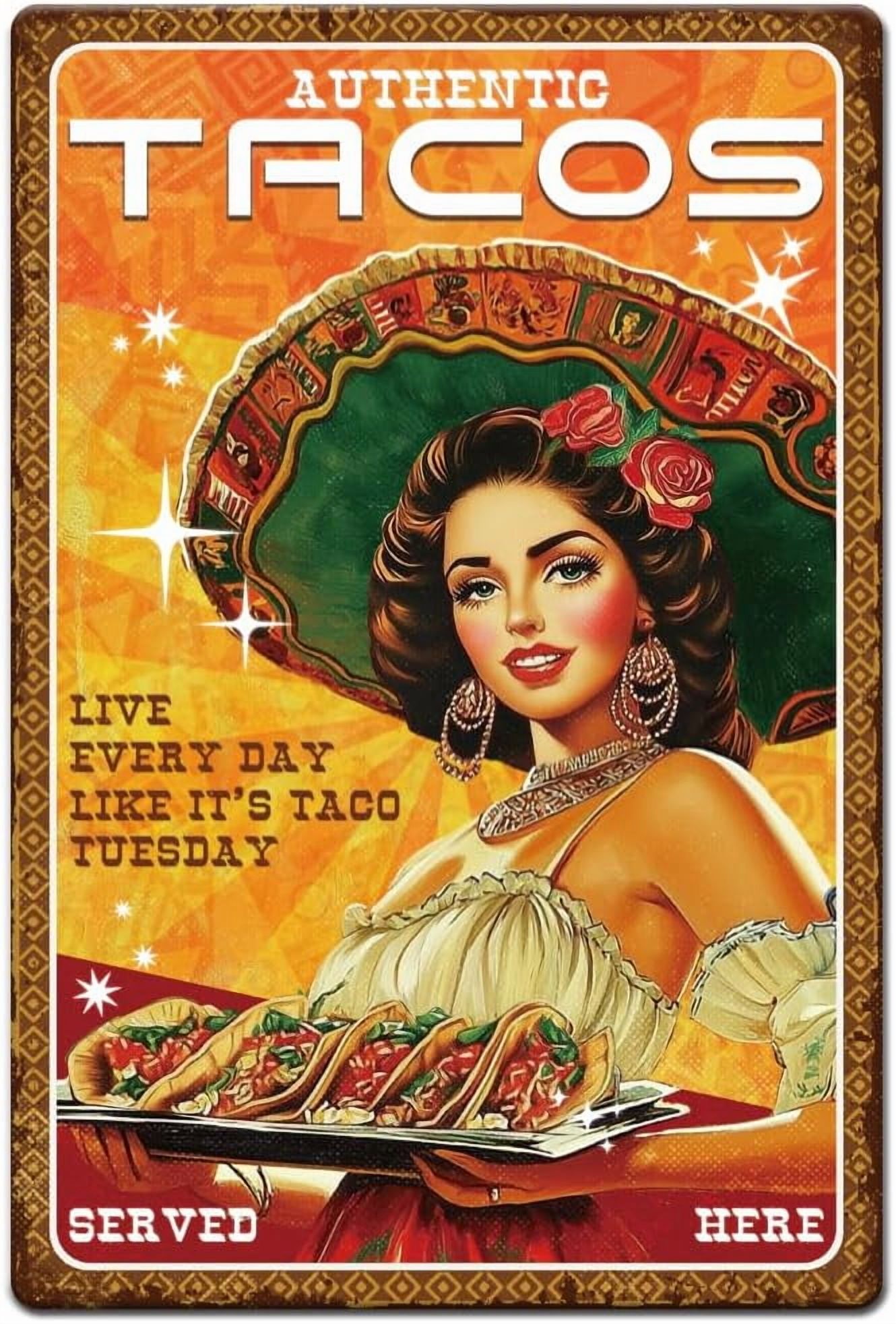 1pc Vintage Metal Tin Sign 8x12 inch Retro Iron Tacos Food Sign Rust ...