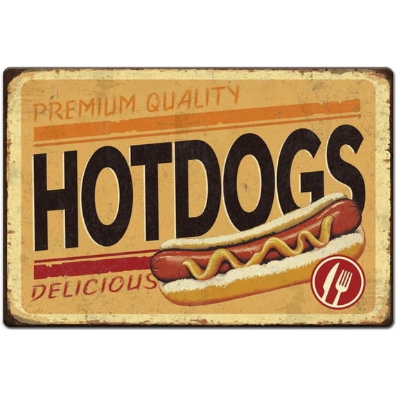 1pc Vintage Metal Tin Signs 8x12 inch Hot Dogs Signs Retro Food Plaque ...