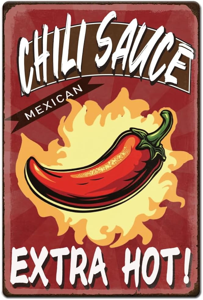 1pc Vintage Metal Tin Signs 8x12 inch Retro Chili Sauce Signs Mexican ...