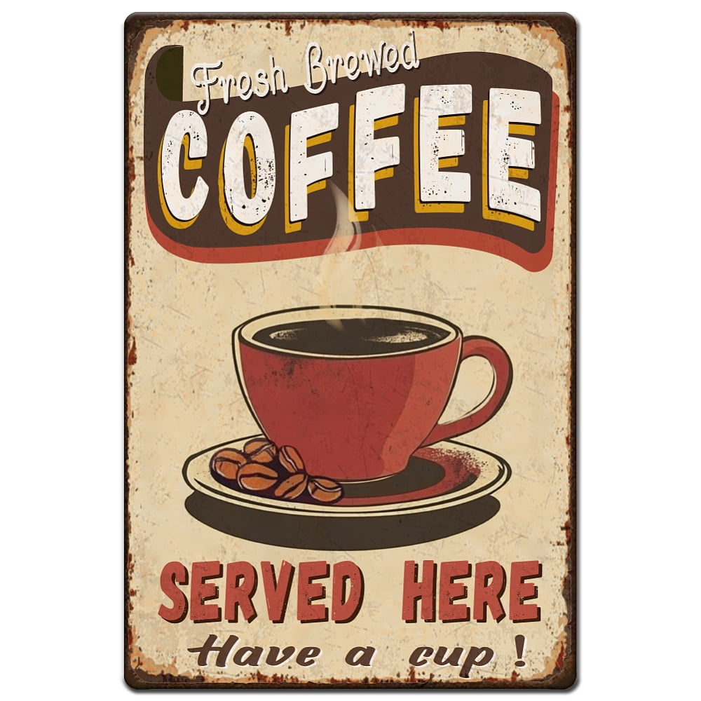 1pc Vintage Metal Tin Signs 8x12 inch Retro Iron Fresh Brewed Coffee ...