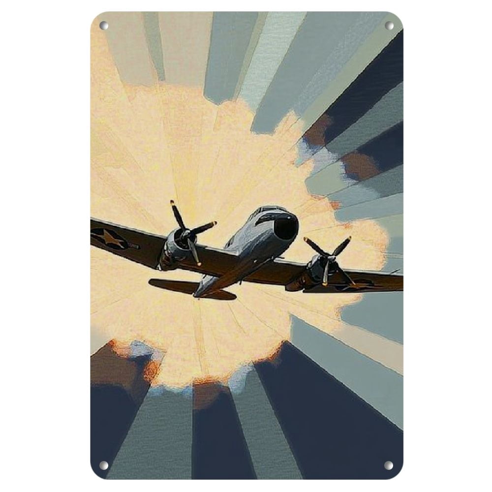 1pc Vintage Military Aircraft Metal Tin Sign, 8x12 Inch Retro Warplane ...