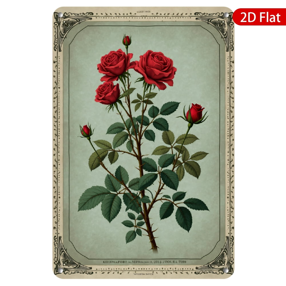 1pc Vintage Rose Metal Wall Art, 8x12 Inches, High-Quality Rustproof ...