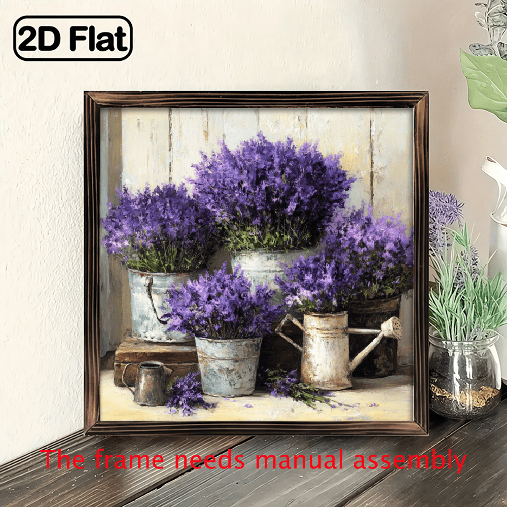 1pc Vintage Rustic Wooden Framed Lavender Wall Art Sign - 8x8 Inch ...