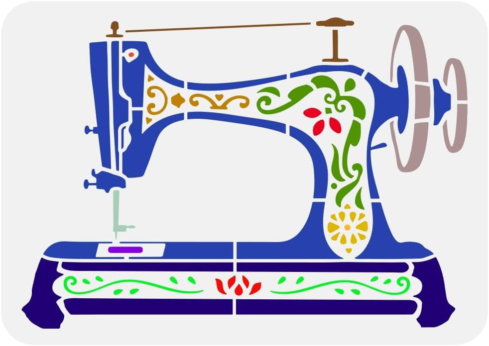 1pc Vintage Sewing Machine Drawing Stencil 11.7x8.3inch Reusable ...