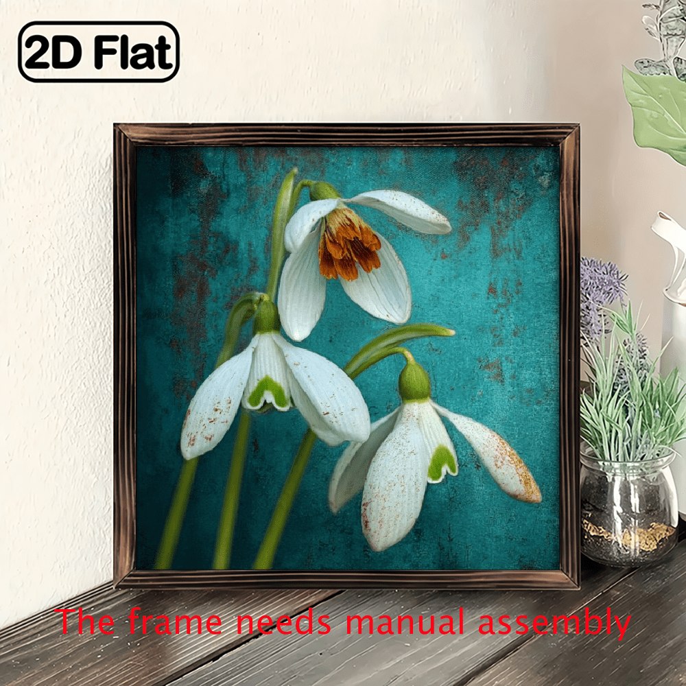 1pc Vintage Snowdrop Flower Photo Frame Wall Decor - Rustic Farmhouse ...