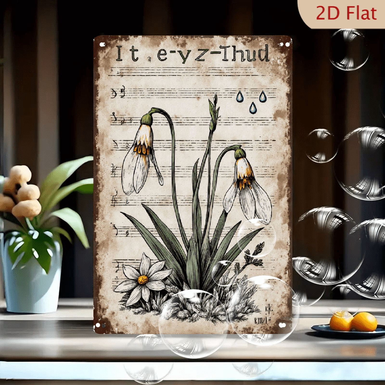 1pc Vintage Snowdrop Flowers Metal Wall Sign, 8x12 Inches, Botanical ...