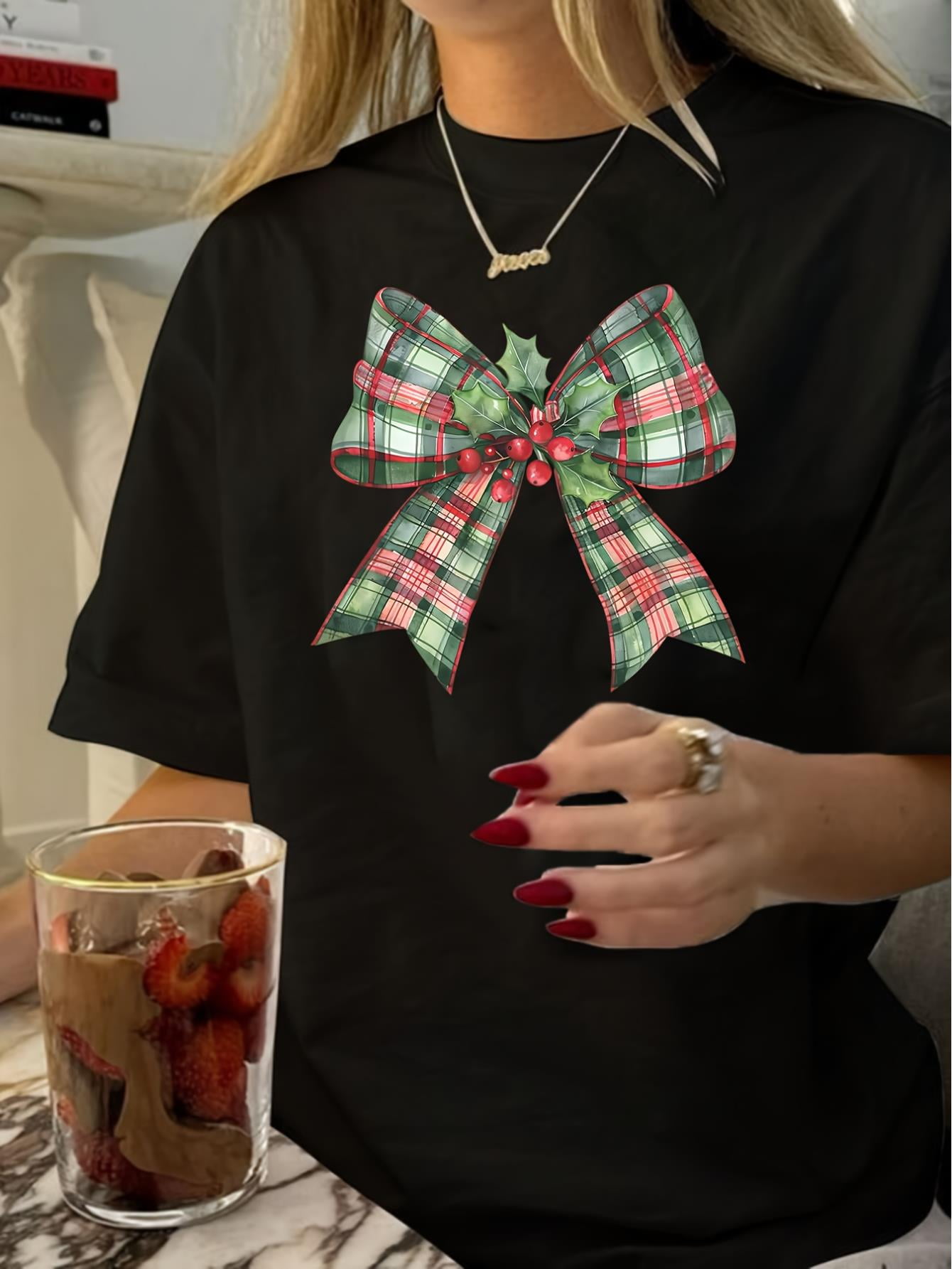 1pc Vintage Style Women'S T-Shirt, 100% Polyester Crew Neck, Geometric ...