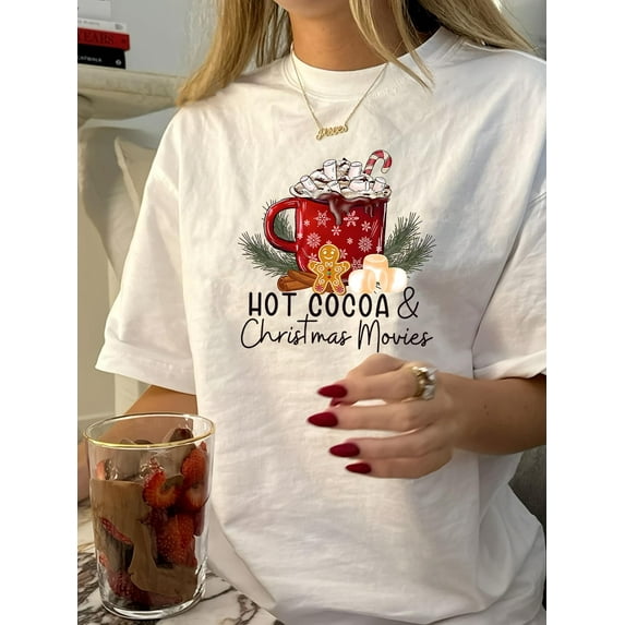 1pc Vintage Style Women'S T-Shirt, Polyester Crew Neck with Geometric ...