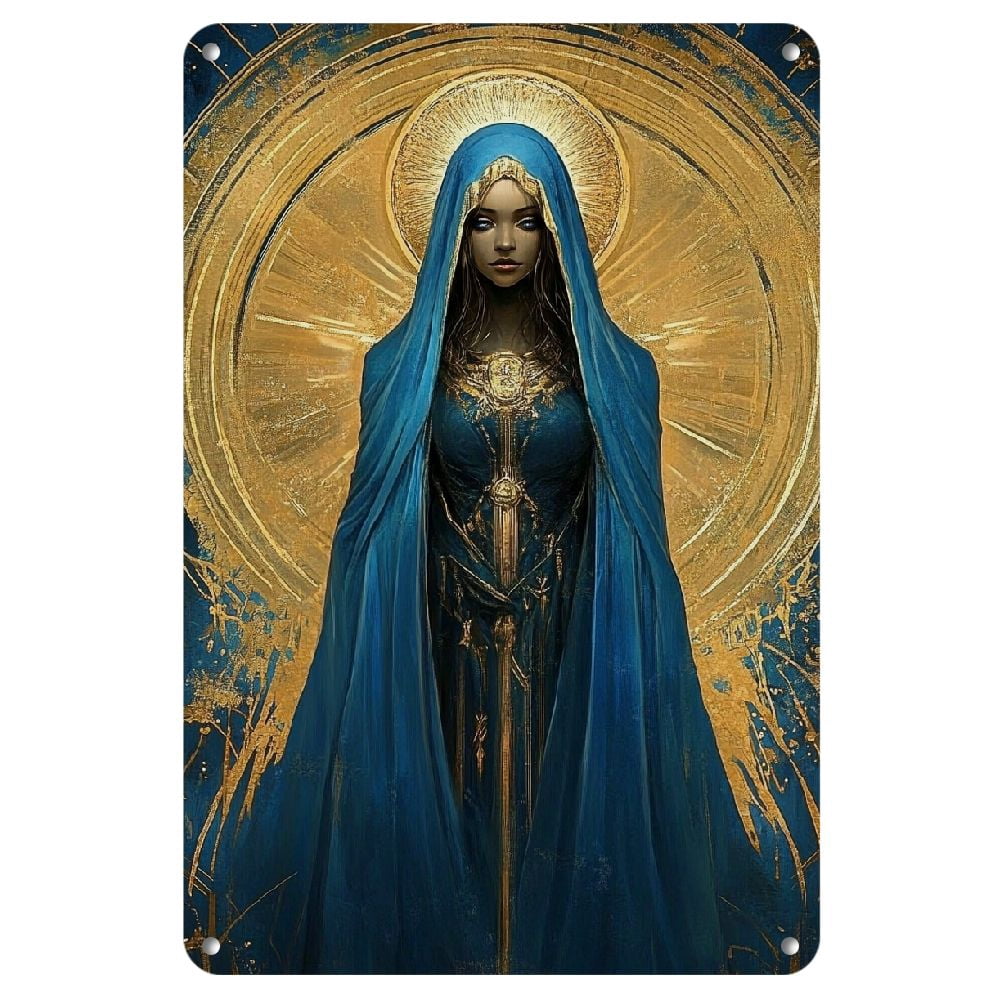 1pc Vintage Virgin Mary Iron Sign - 8x12 Inches, Elegant Religious Wall ...