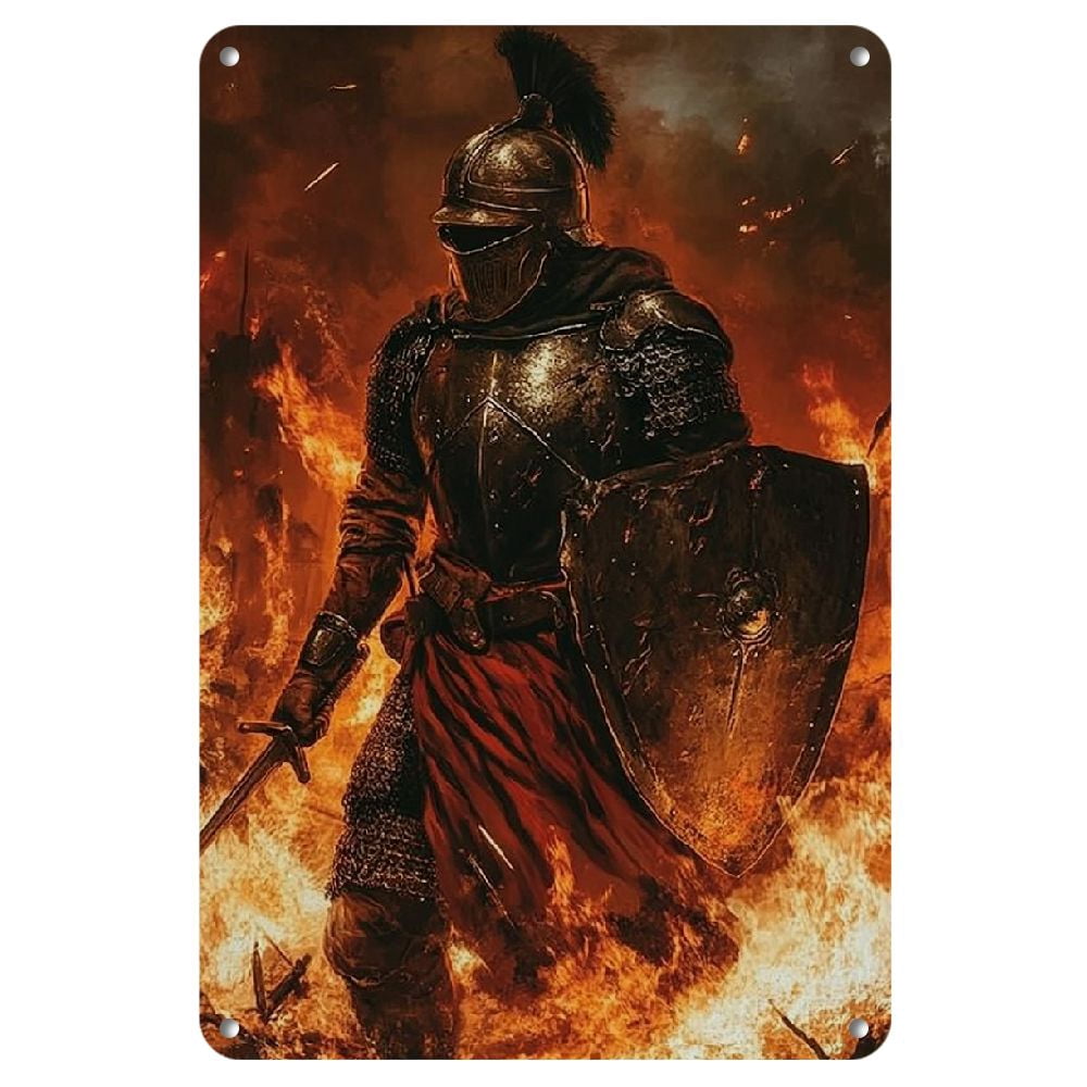 1pc Vintage Warrior Battle Scene Metal Tin Sign, 8x12 inches Iron Wall ...