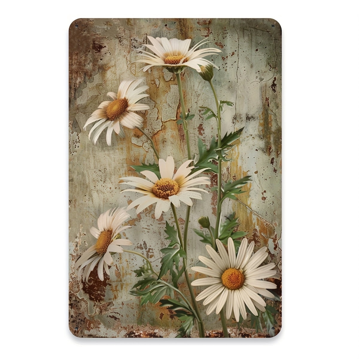 1pc Vintage White Daisy Metal Tin Sign Wall Decor - 8X12 Inch Durable ...