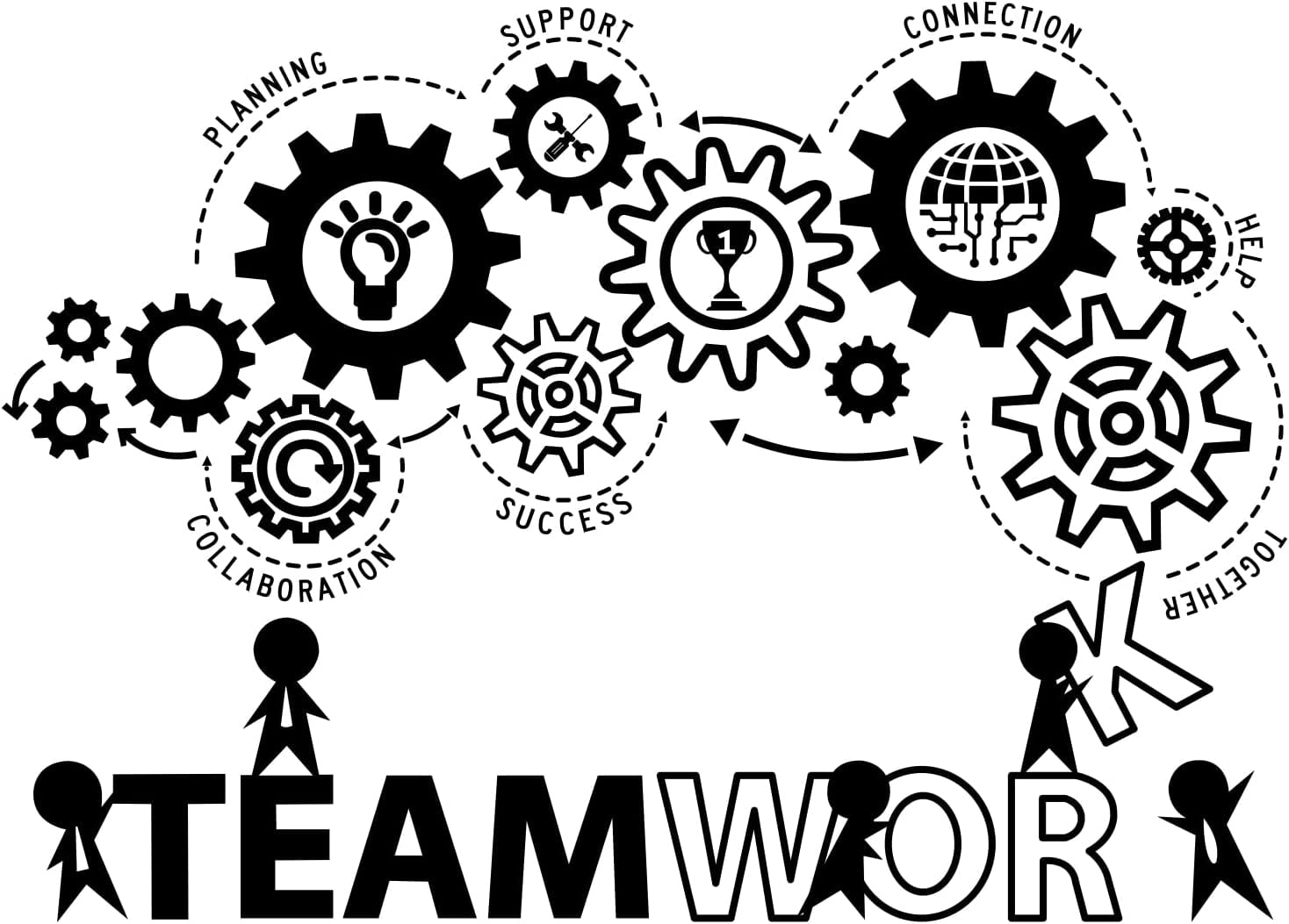 1pc Vinyl Wall Sticker Teamwork Wall Decal Gear Pattern Inspirational ...