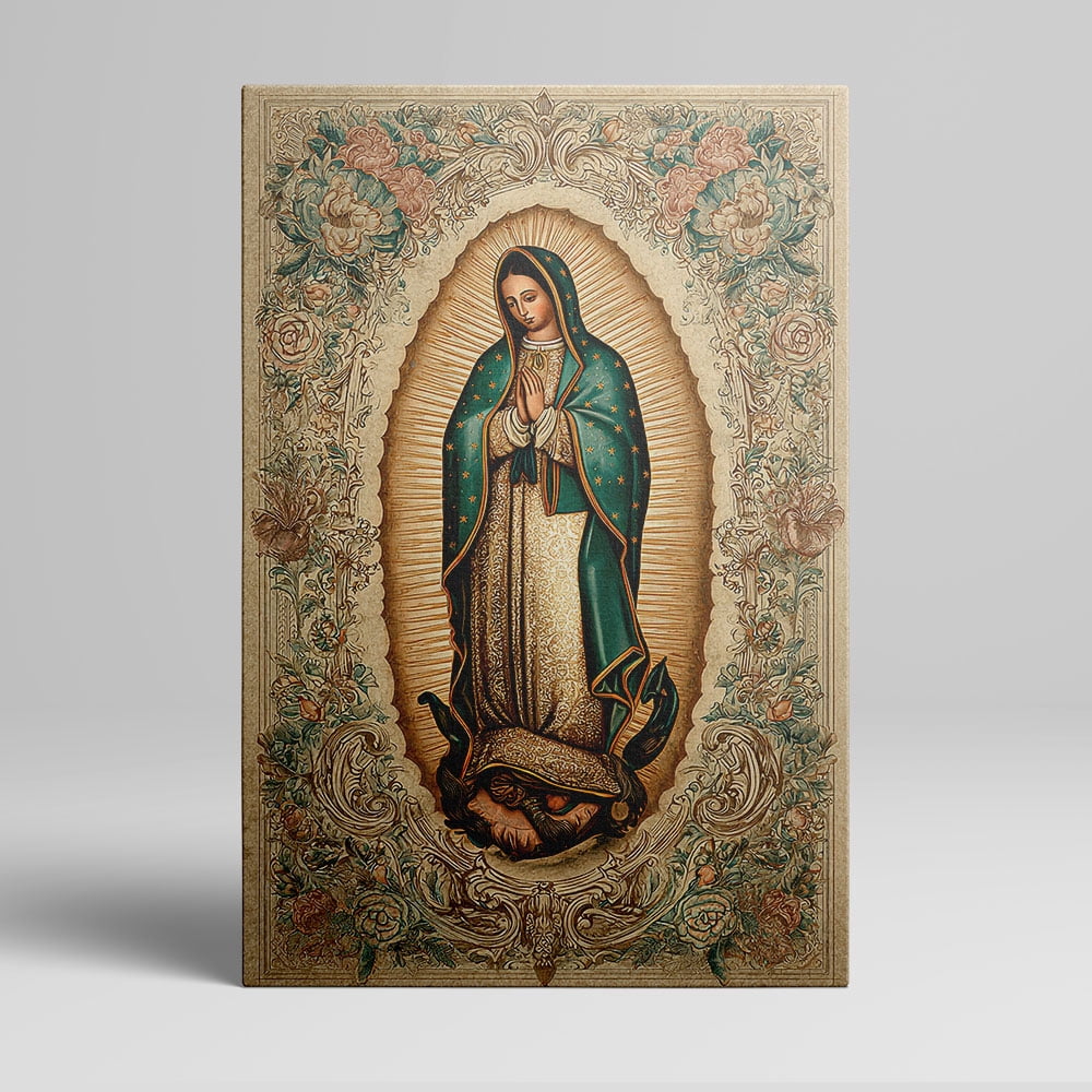 1pc Virgin Of Guadalupe Framed Canvas Art Decor Room Hanging Wall