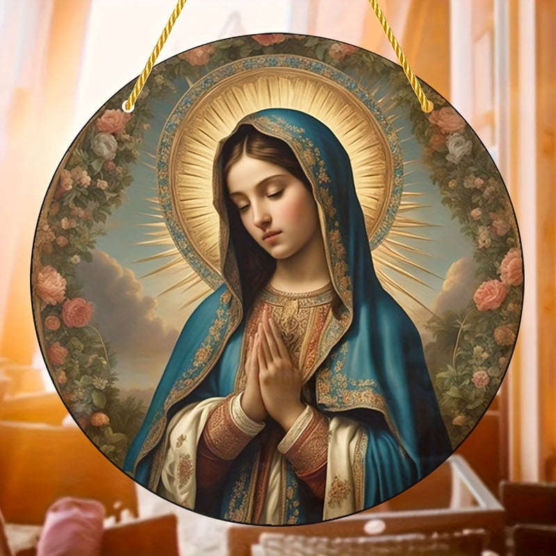 1pc, Virgin Mary Sun Catcher, Stained Window Hanging, Sun Catcher ...