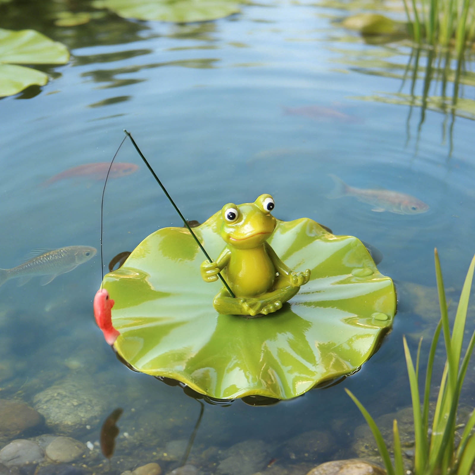 1pc Vivid Floating Fishing Frog Resin Decorations, Waterproof Lifelike ...