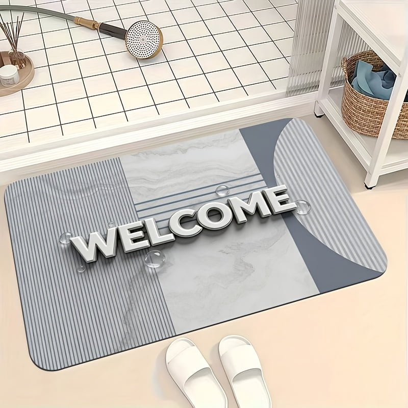 1pc WELCOME Sign with Diatomite - Absorbent Machine-Washable Suitable ...