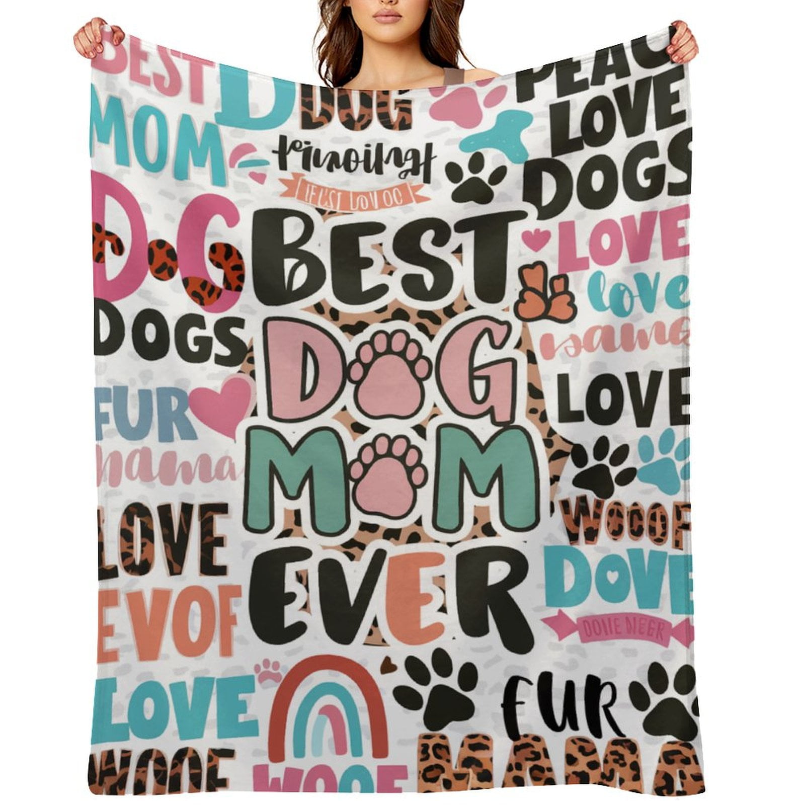 1pc Warm & Cozy Flannel Throw Blanket -Best Dog Mom Ever 4 Graduation ...