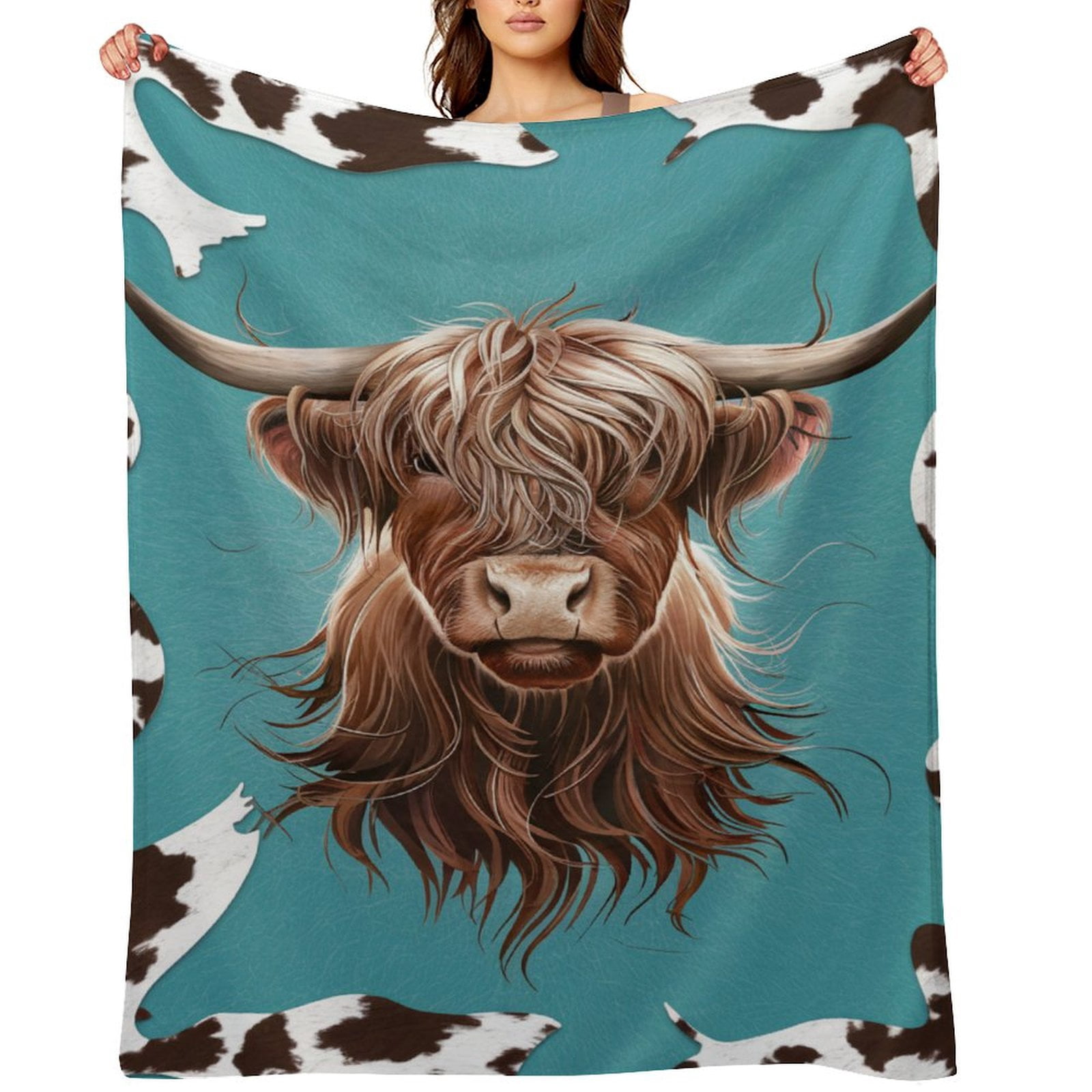 1pc Warm & Cozy Flannel Throw Blanket -Cow Print 4 Graduation - Soft ...