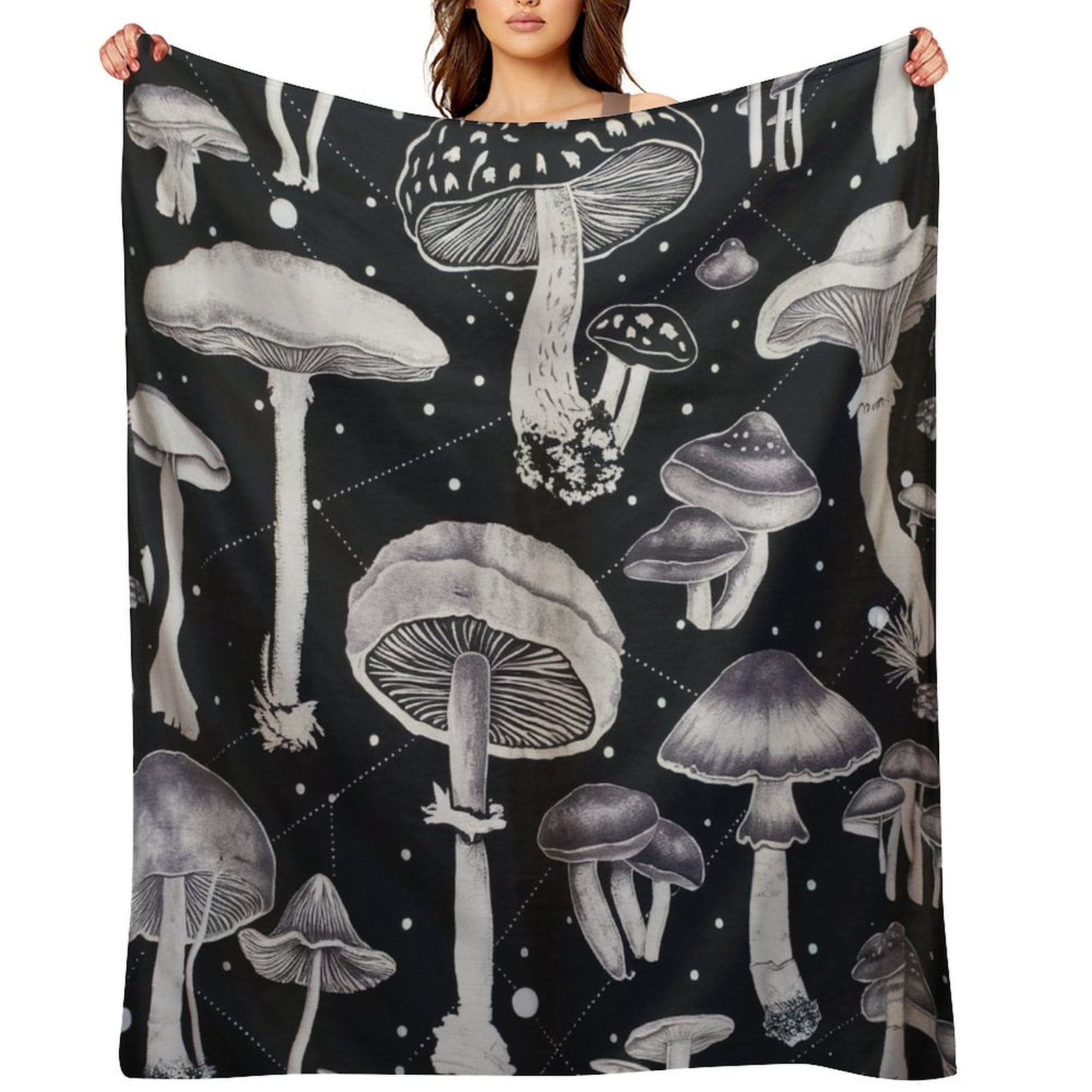 1pc Warm & Cozy Flannel Throw Blanket -Mushroom Pattern 12 Graduation ...