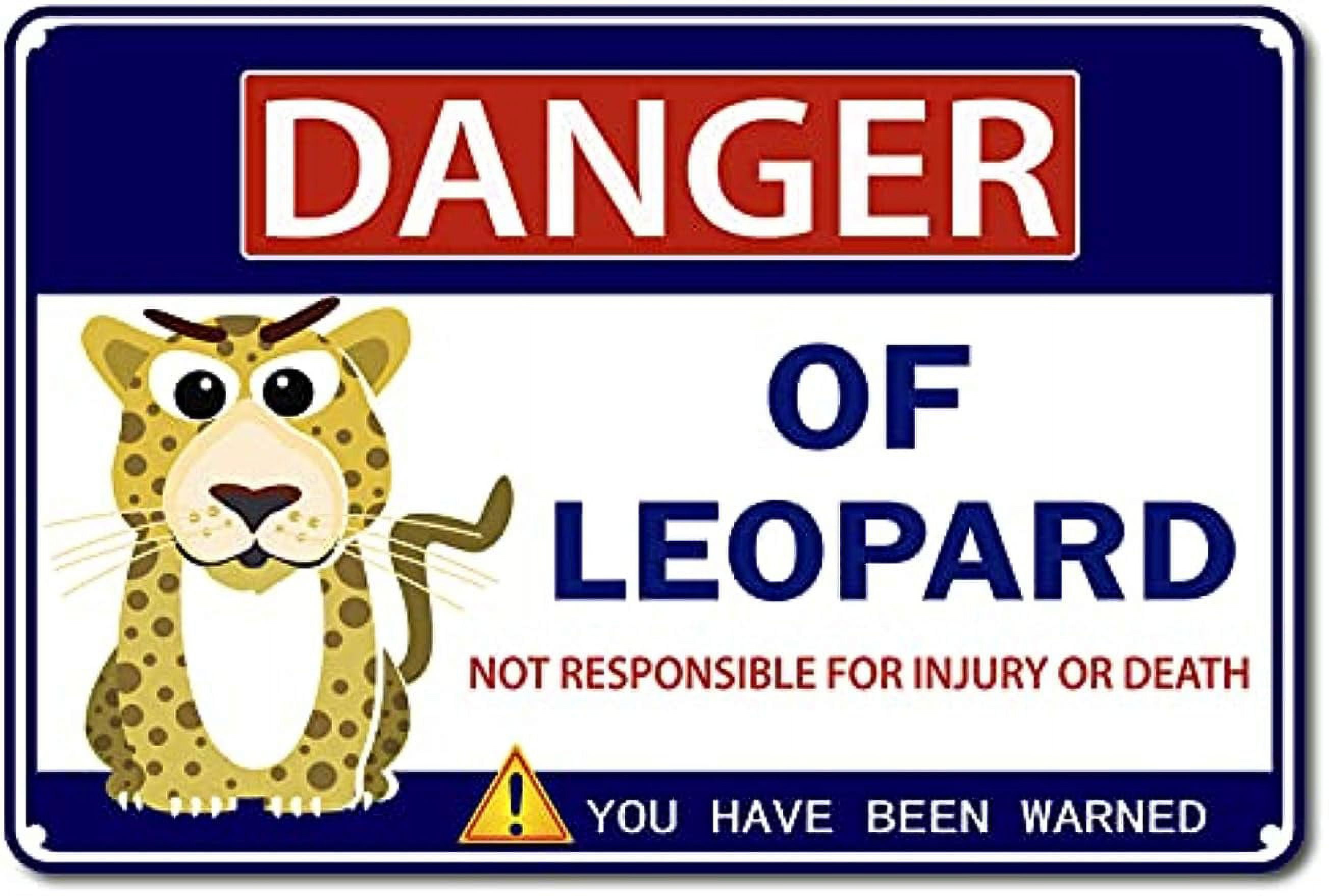 1pc Warning Sign Funny Metal Tin Signs Leopard Danger Beware Banner ...