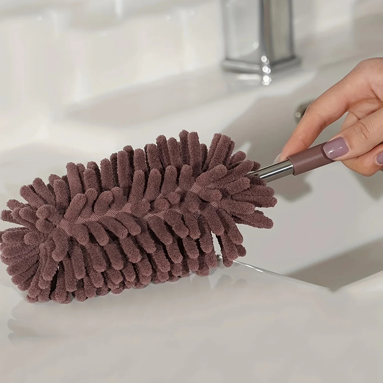 1pc-Washable Mini Telescopic Duster with Extendable Handle - Soft ...