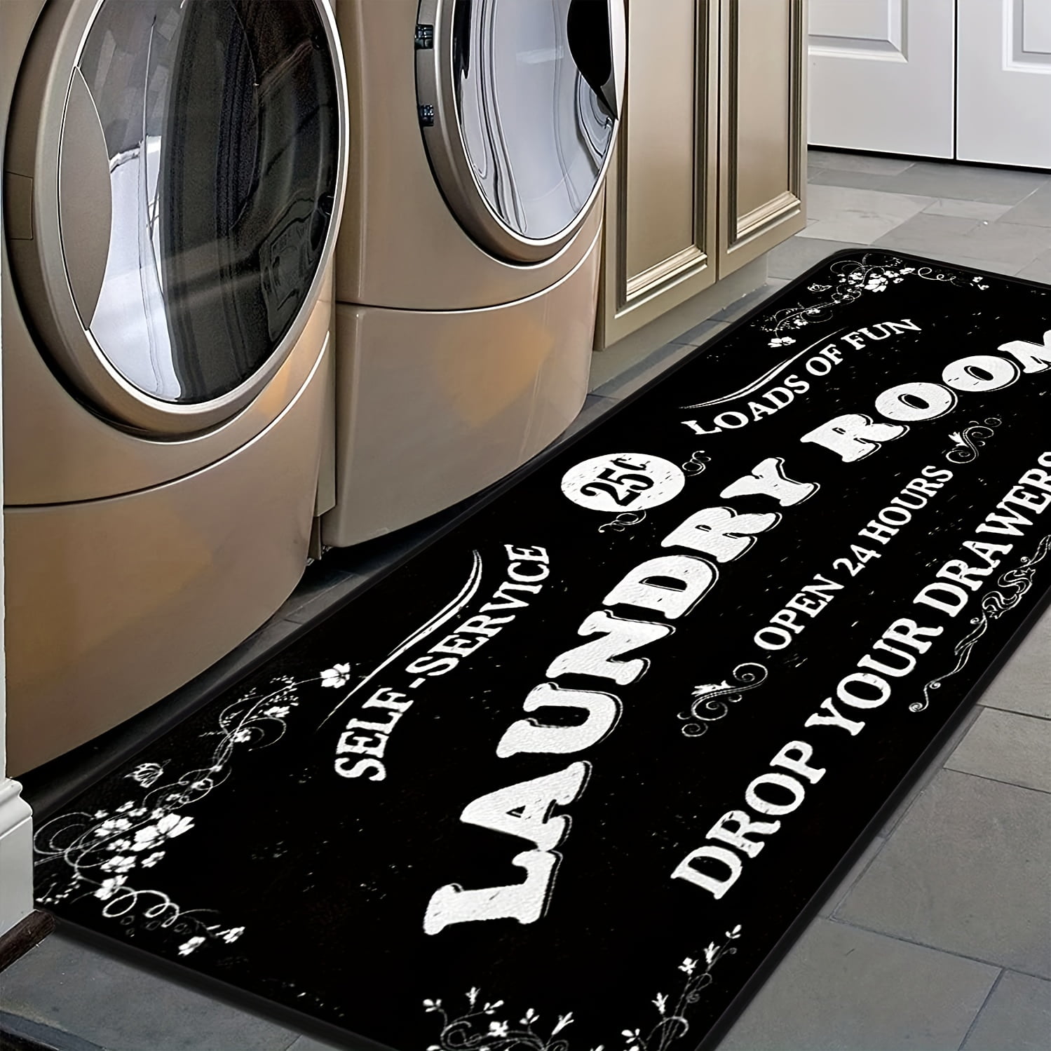 1pc Waterproof Flannel Laundry Room Runner Rug - Non-slip, Machine ...