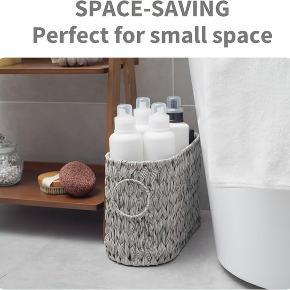 1pc Waterproof Rattan Look Toilet Paper Holder, Plastic Woven Bathroom ...