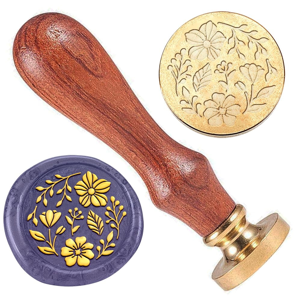 1pc Wax Seal Stamp Set Golden Tone Sealing Wax Stamp Solid Brass Head ...