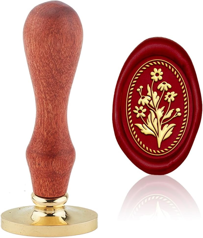 1pc Wax Seal Stamp set Sealing Wax Stamp Solid Brass Head Wood Handle ...