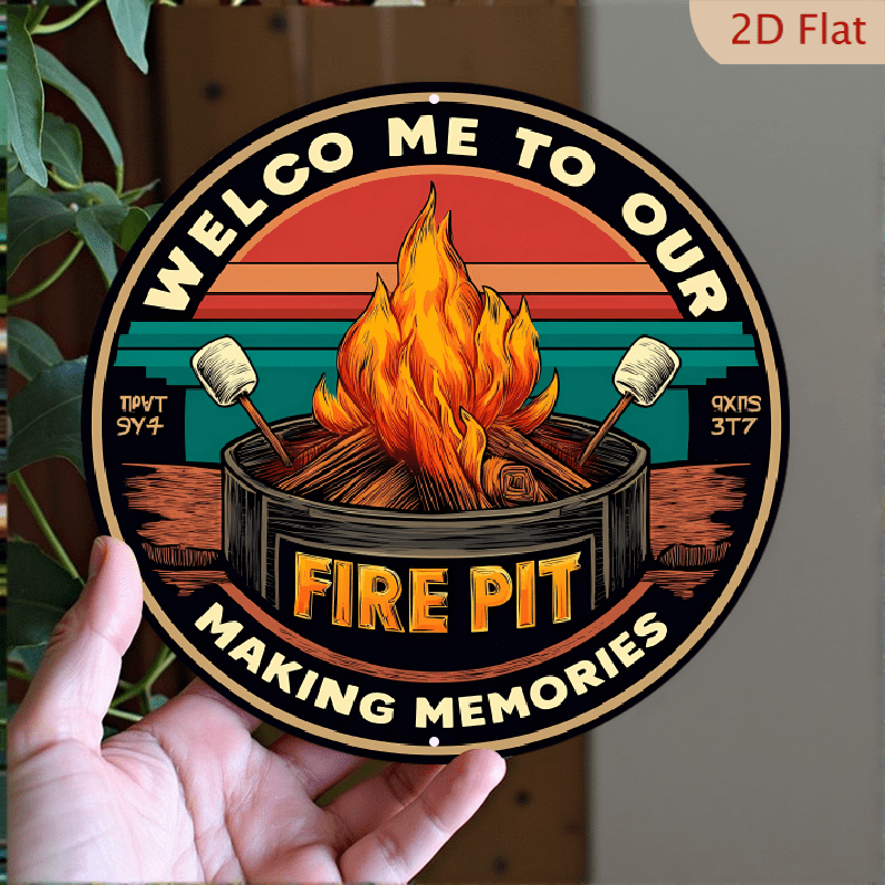 1pc Welcome to Our Fire Pit Vintage Aluminum Sign - 8x8 inch, Colorful ...