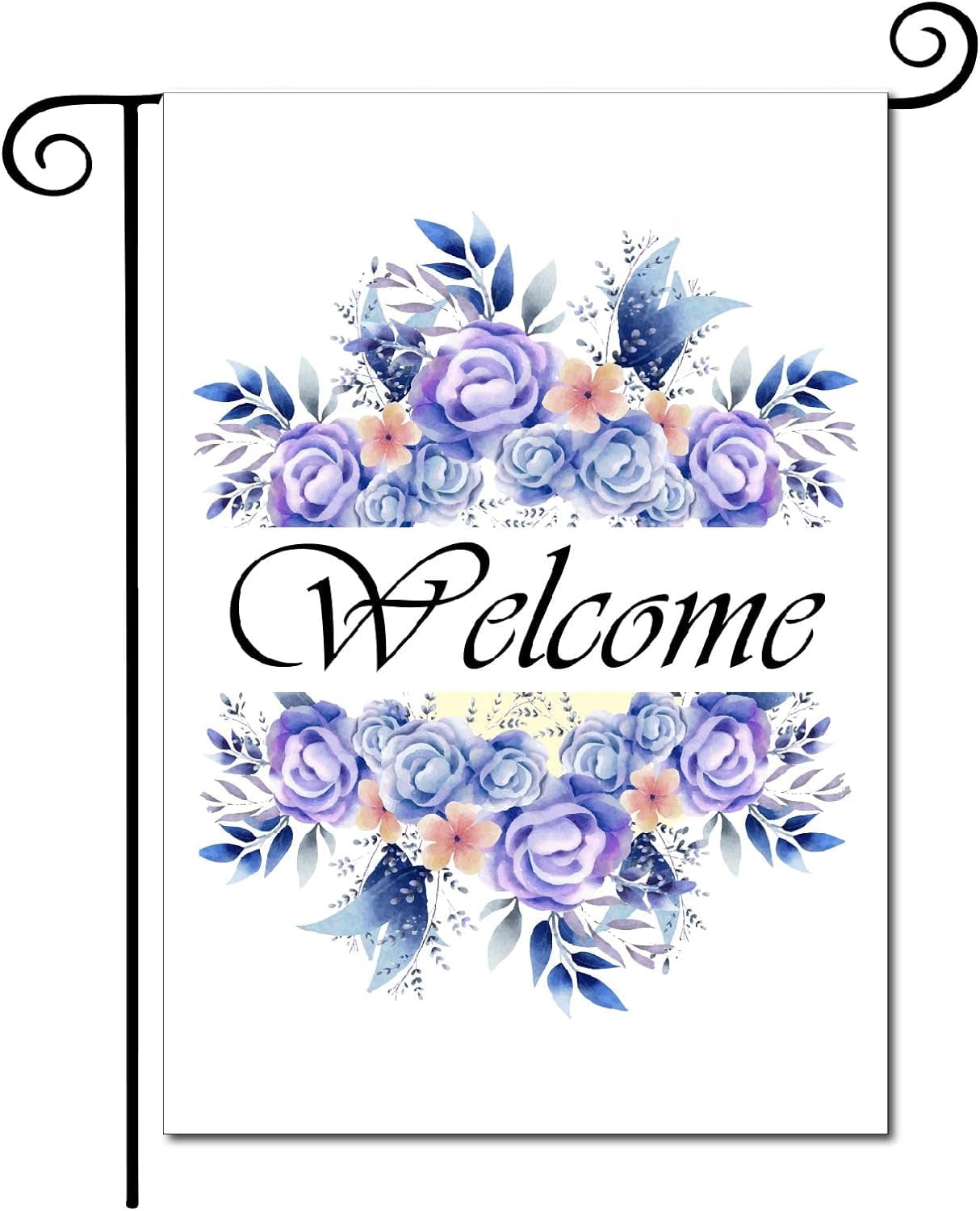 1pc Welcome Floral Welcome Garden Flags Flower Purple Blue Summer ...
