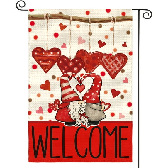 1pc Welcome Garden Flag, 12 x 18 Inches, Heart-Shaped Welcome Yard Flag ...