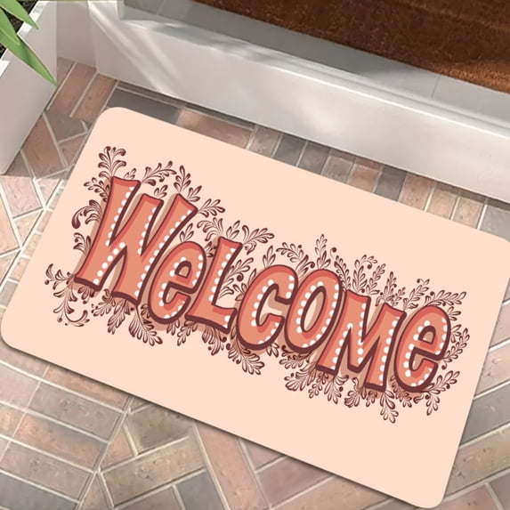 1pc Welcome Letter Printed Doormat, Rectangular Non-slip Mat, Soft ...