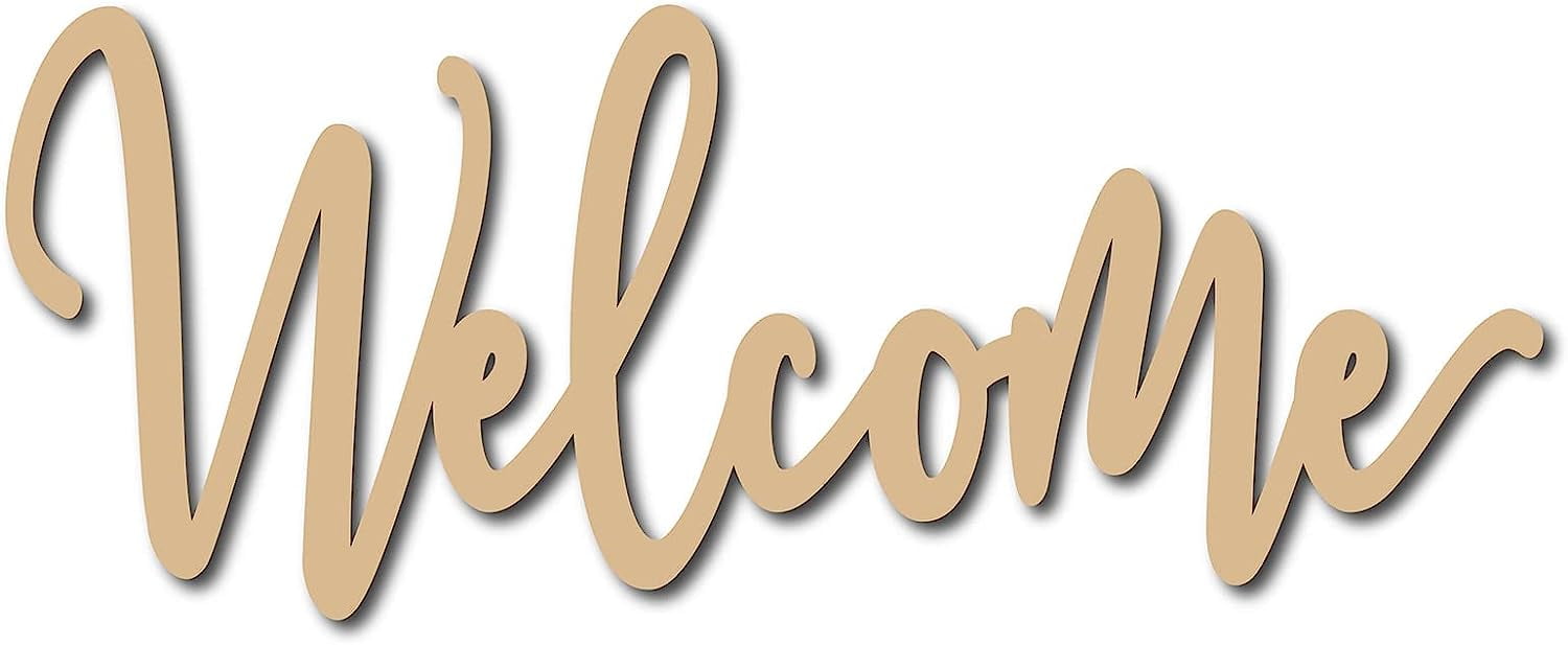 1pc Welcome Sign Wooden Wall Decor Art Cutout Laser Cut Unfinished ...