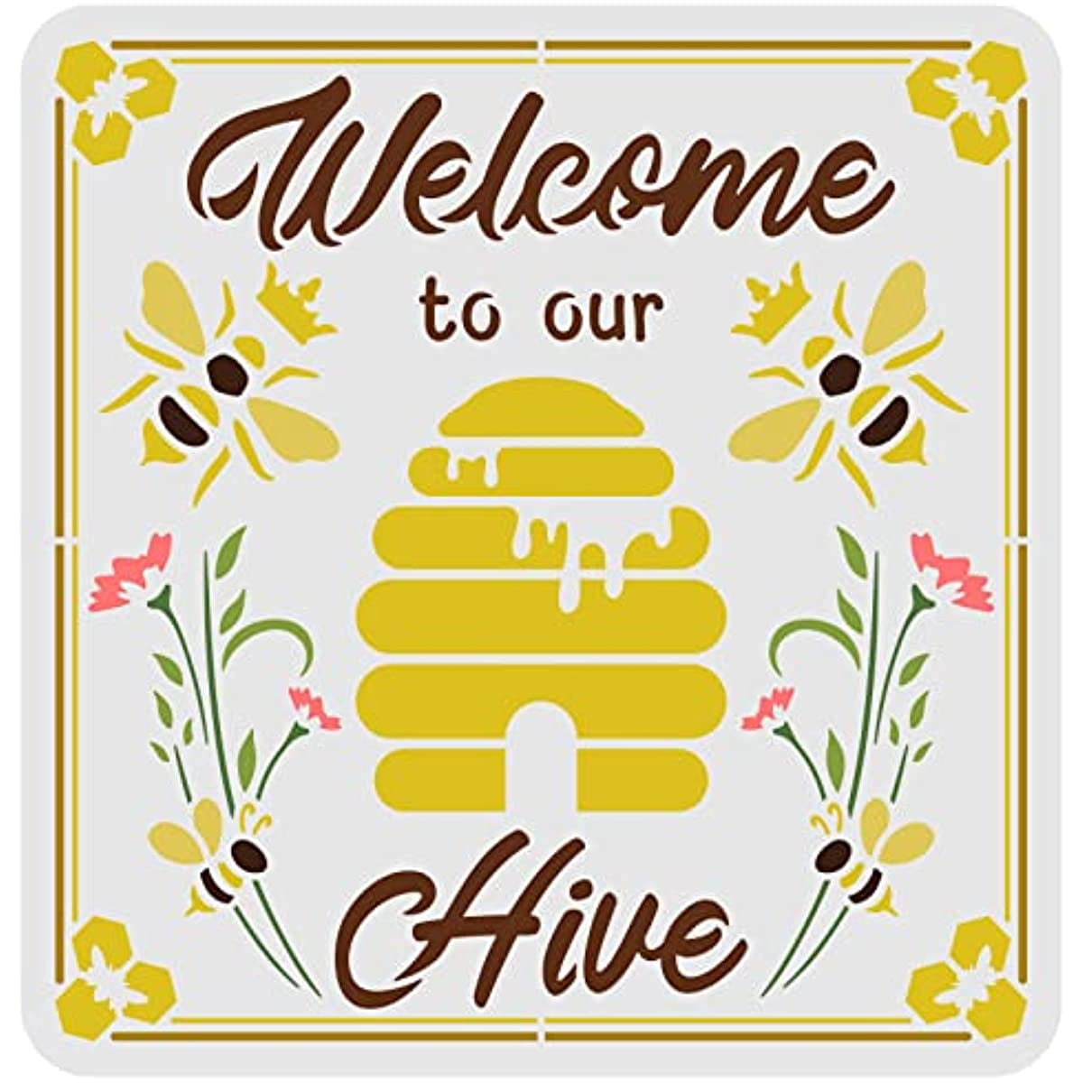 1pc Welcome to Our Hive Stencil 11.8x11.8inch Reusable Honeycomb ...