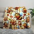 1pc Whimsical Bee Cartoon Fleece Throw Blanket - Cozy, Reversible, All ...
