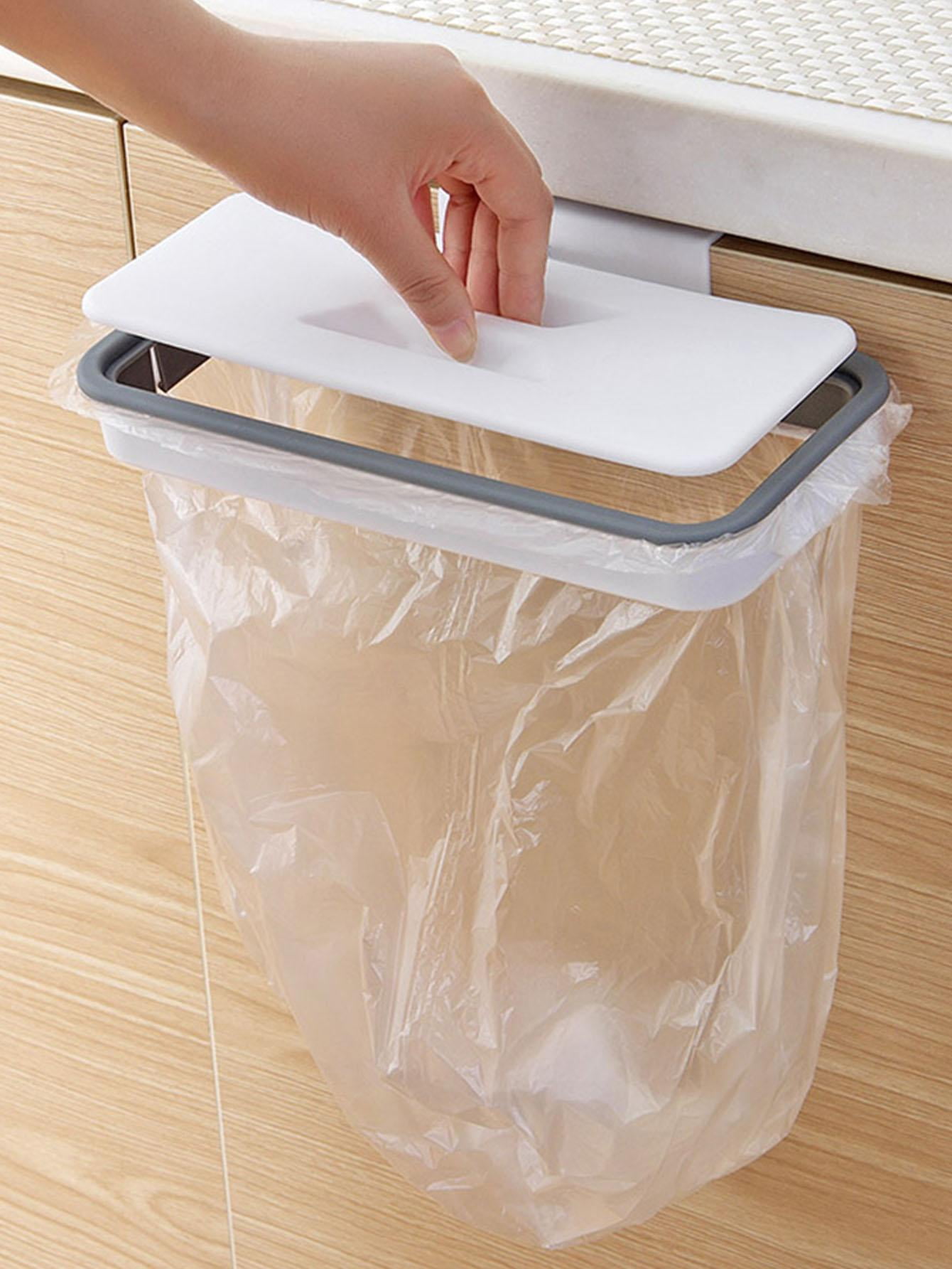 1pc White Door Back Hanging Storage Rack, PP Multifunction Trash Bag ...